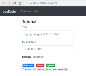 Django + Angular 10 tutorial: CRUD App Django Rest Framework - BezKoder