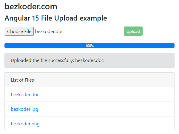 Angular 15 File Upload Example With Progress Bar And Bootstrap Bezkoder